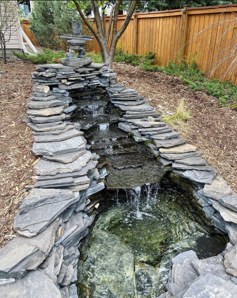 A Beautiful Slate Pond Waterfall! - Benjamin's Aquarium Services